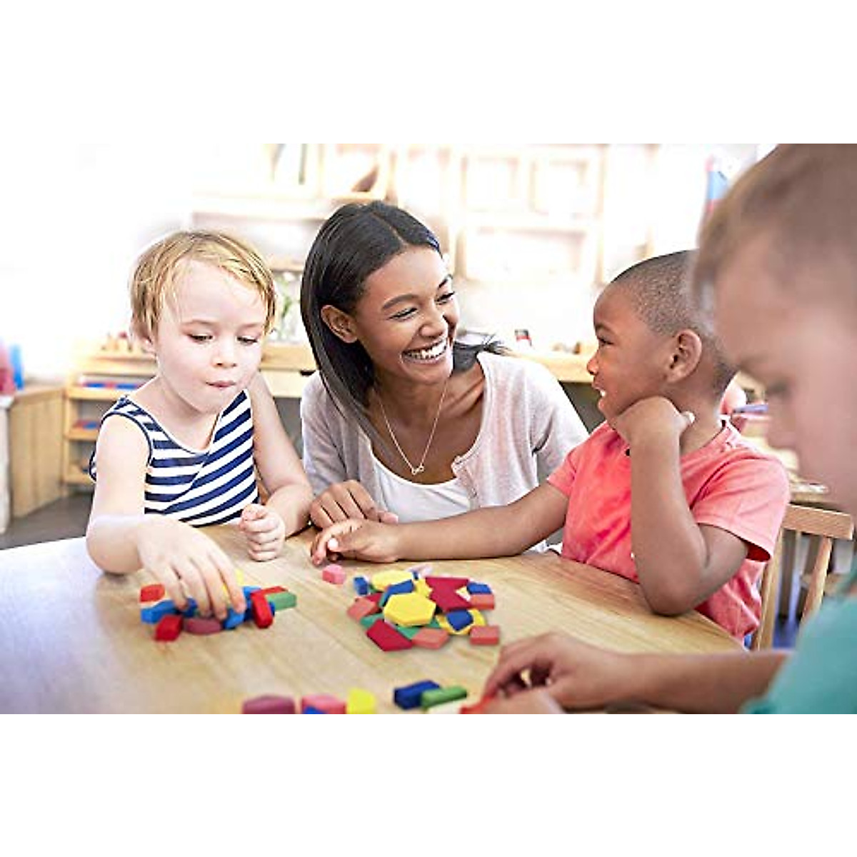 hand2mind Foam Pattern Blocks, Foam Shapes, Geometric Shapes for Kids, Pattern Play, Toddler Pattern Blocks, Shapes for Kindergarten, 3D Shapes Manipulatives, Sorting Math (Set of 250)