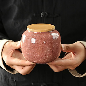 AMAYYAgwsnh Food Container Sets Creative Cover Ceramic Jar Sealed Tea Tin Storage Box Porcelain Kitchen Utensils Grain Seasoning Tank Enamel Storage Jar