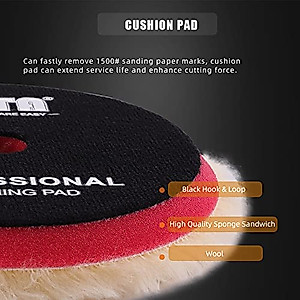 Wool Polishing Pads, SPTA 2Pcs 5 Inch (125mm) Wool Cutting Pad, Yellow Wool Buffing and Polishing Pad Set, Wool Buffing Wheel for Medium Cut for 5Inch Car Polisher Polishing, Buffing and Cutting