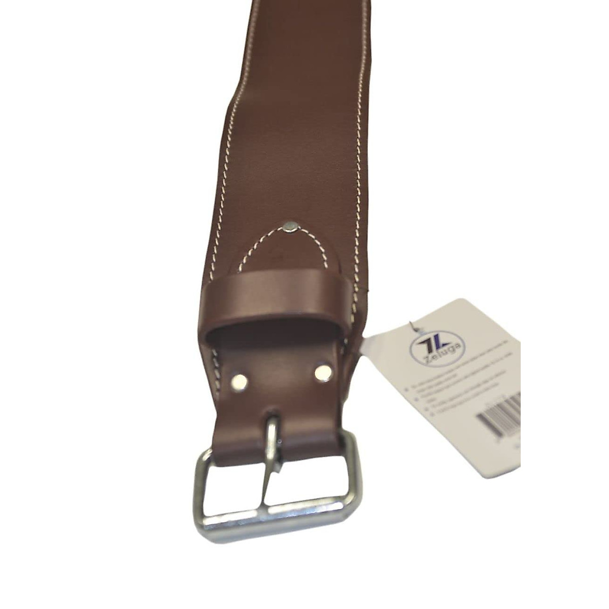 Zeluga 20-176 3in. Heavy Duty Ranger Style Leather Work Belt, Brown