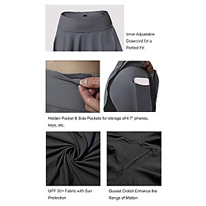 BUBBLELIME 5"/19"/26" XXS-XL Women's UPF 50+ Adjustable Running Skort - Pleated Skort Capris_Gray Small-19 Inseam(2)