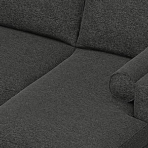 SIMPLIHOME Morrison Right Sectional Sofa in Woven-Blend Recycled Polyester Fabric, Charcoal Grey, 102-inches Wide, L-Shaped Couch with Right Chaise for the Living Room and Family Room