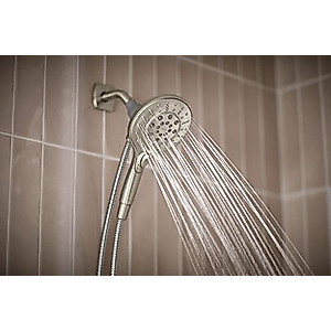 Moen Engage Spot Resist Brushed Nickel Magnetix Six-Function 5.5-Inch Handheld Showerhead with Magnetic Docking System, Detachable Shower Head, 26112SRN