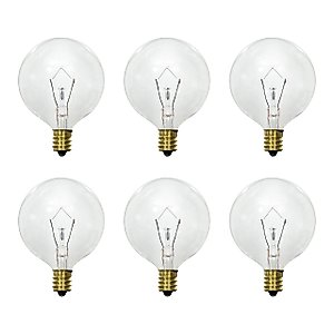 SYLVANIA Incadescent Globe Shape Décor Light Bulb, G16.5, 25W, E12 Candelabra Base, 180 Lumens, 2850K, Soft White - 6 Pack (13618)