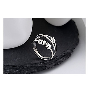 Anxiety Relief Ring – 925 Sterling Silver Spinner Ring – Fidget Rings for Anxiety for Women and Men – Modern and Elegant Design – Comfortable and Lightweight – Adjustable Size Ring Jewelry (RING1)