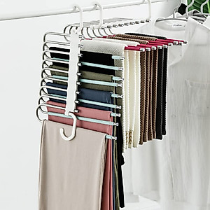 5 Pack - Pants Hangers Space Saving Closet Organizer Pant Hangers Home Organization Hanger Space Saving Hangers Closet Organizers Pants Hanger Pant Hanger Clothes Hangers