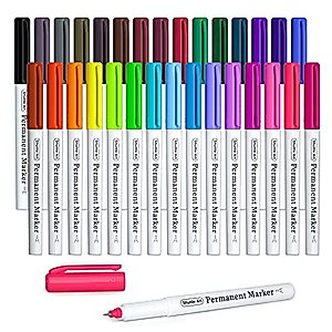 Permanent Marker, 30 Colors Ultra Fine Point, Assorted Colors, Works on Plastic,Wood,Stone,Metal and Glass for Kids Adult Coloring Doodling Marking by Shuttle Art