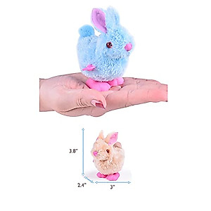 WAMSOLE Bunny and Jumping Chick Wind Up Toys Novelty Chicken Hopping Windup Toy for Kids Toddlers Adult Easter Egg Hunt Basket Stocking Stuffers Party Favors Goody Bag Fillers Gifts (Rabbit)
