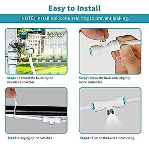 2NLF Misting Cooling System 59FT (18M) Misting Line + 22 Brass Mist Nozzles + a Metal Adapter(3/4”) Outdoor Trampoline Sprinkler Mister Patio Garden Greenhouse for Waterpark