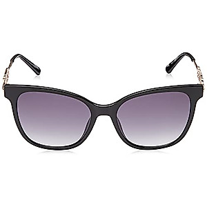 GUESS Women's Metal Logo Square Sunglasses, Shiny Black, 56mm