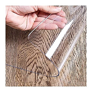 Clear PVC Desk Chair Mat Chair Mat for Hard Wood Floors Clear Rectangle PVC Floor Mat Protector with Lip,1.5mm Thick,80/100/120cm wide, Anti-Oxidation, Can be Cut,Clear Vinyl Plastic Floor Runner Prot