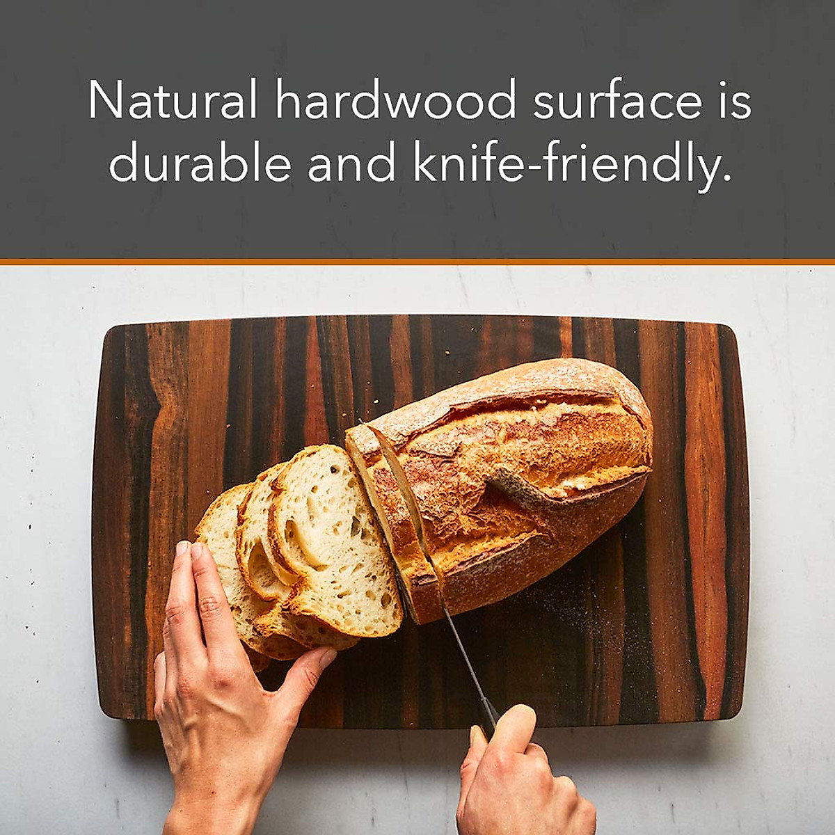 Stella Falone Reversible Wood Cutting Board Made of Solid West African Crelicam Ebony Wood – 18'' x 11.4'' X 1.6'', Heavy-Duty, Premium Serving Board with Carved Grip Edge – Includes Conditioning Oil