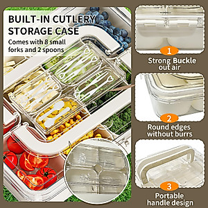 KVOOISD Divided Serving Tray with Lid and Handle, Clear Plastic Snackle Box Charcuterie Container 8 Compartments, Reusable Veggie Tray Fruit Tray,Large Snack Platter for Party Refrigerator Storage