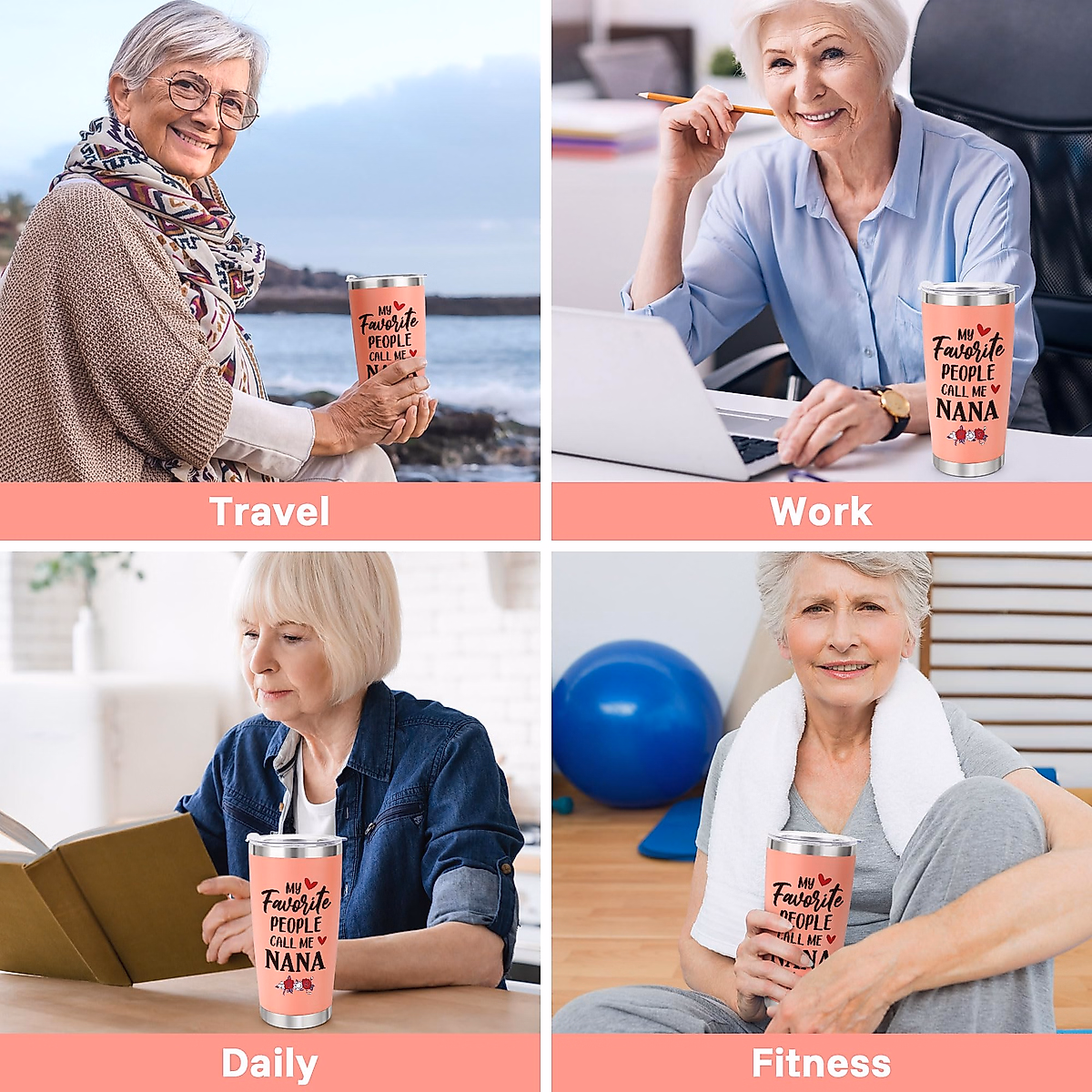 Nana Tumbler Cup Mothers Day Birthday Gifts for Grandma from Grandkids, Grandparents Best Nana Ever Gifts from Granddaughter Grandson, New Grandma Grandmother Nana Mimi Gifts 20oz Pink Cup & Socks Set