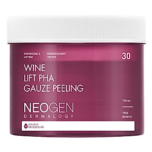 DERMALOGY by NEOGENLAB Wine Lift PHA Gauze Peeling Pads (30 pads) - Exfoliating & Revitalizing & Firming Peeling Pad with AHA, BHA, PHA, LHA & Wine & Peptide & Collagen - Korean Skin Care