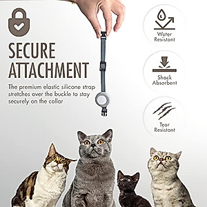 Sweet Baby Co. Airtag Cat Collar or Extra Small Dog Collar Holder 2 Pack, Fits Half Inch Collars for Small Pet, Compatible with Apple Air Tag, Waterproof GPS Tracker Case Kitten Cats Dogs (Tan/Brown)