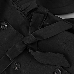 IZYJOY Toddler Baby Girl Fall Trench Coat Double Breasted Ruffle Trim Belted Winter Long Sleeve Casual Windbreaker Jacket (Black, 5-6X)