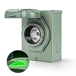 NVJJ 50 Amp NEMA SS2-50P Generator Power Inlet Box for 3 Prong Generator Cord, 125/250 Volt, 12500 Watts, Weatherproof, Anty-rust,Outdoor Use, ETL Listed…