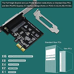LinksTek 1-Port PCI Express Parallel Card for Printers, IEEE 1284 Standard DB25 LPT PCIE Parallel Port, Supports IEEE 1284 SPP, Nibble, Byte and ECP Mode, PCIE DB25 Parallel Port Card (PCIE-PA1)