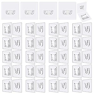 Double Side Adhesive Hooks 24 Pack Wall Hooks Heavy Duty 13.2 lbs Max, Self Adhesive Hooks Waterproof Sticky Hooks for Bathroom, Kitchen, Picture Hanging Hook