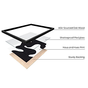 HAUS AND HUES Black and White Wall Art - Set of 3 Abstract Art Large Black and White Wall Art for Bathroom, Minimalist Wall Decor Black and White Abstract Wall Art Modern Art (Framed Black 12x16)