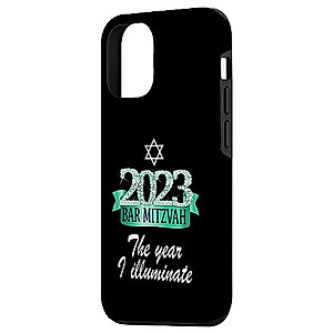 iPhone 13 Pro 2023 Bar Mitzvah Quote Festive Black Turquoise Decor Case