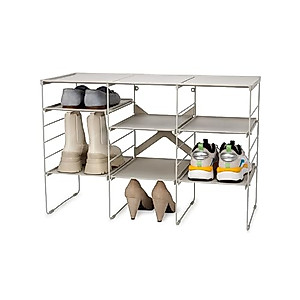 Joseph Joseph Level Adjustable Tier Free Standing Shoe Rack Organizer storage, Durable Shelves and Sturdy Steel Frame, holds 12 pairs