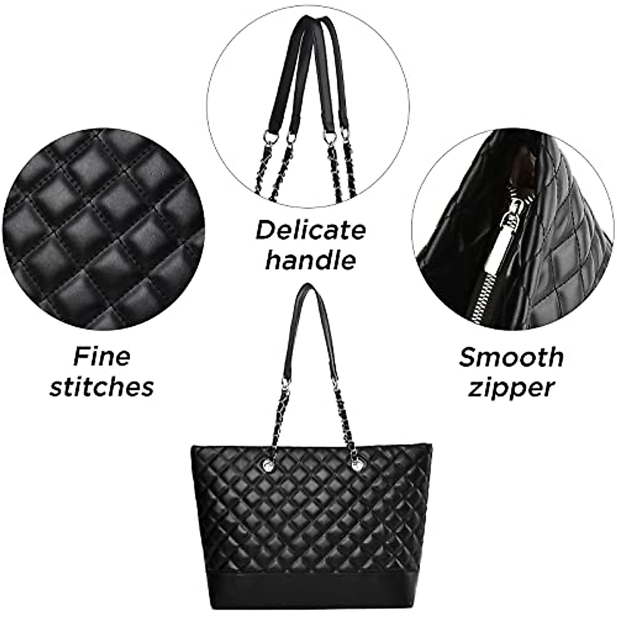 Women Quilted Shoulder Bag, Fashion Lightweight Handbags Tote Puses Designer Satchel Hobo Bag with Chain Straps (Khaki)