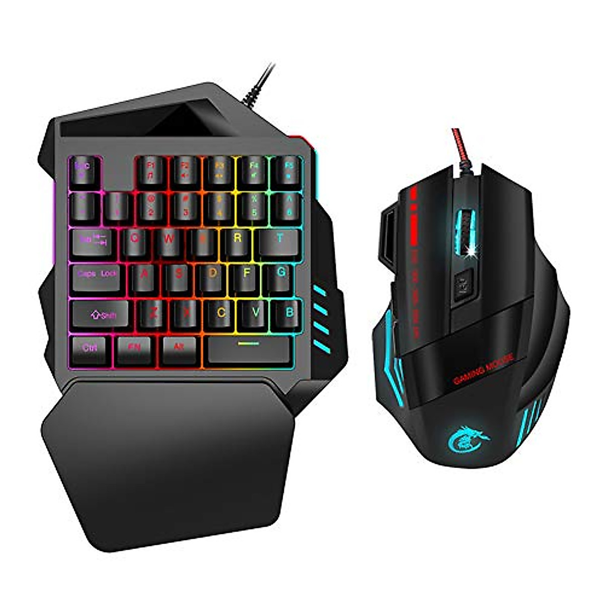 PC Gamer Set, One‑Handed Keyboard Keyboard Mouse Set, One‑Handed Gaming Keyboard, for Home Gaming Easy to Use