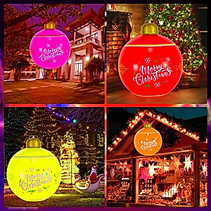 [Upgraded] Hysagtek Extra Large Inflatable Christmas Ornaments, 24 Inch Giant Inflatable Christmas Yard Decorations with Rechargeable Light, Remote & Air Pump for Outdoors Holiday Yard & Pool Decor