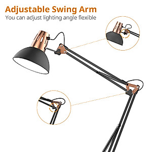 LEPOWER Metal Floor Lamp, Adjustable Architect Swing Arm Standing Lamp with Heavy Duty Base, Eye-Caring Reading/Drawing Lamp with On/Off Switch for Living Room, Bedroom, Study Room, Office