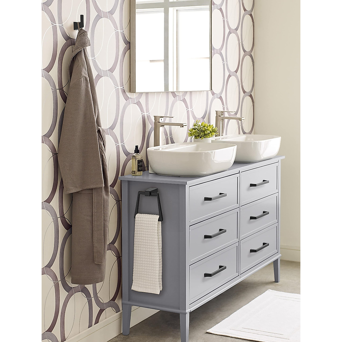 Amerock BH36000MB | Matte Black Single Robe Hook | 3-9/16 in. (90 mm) Length Towel Holder | Blackrock | Towel Hook for Bathroom | Bathroom Hardware | Bath Accessories