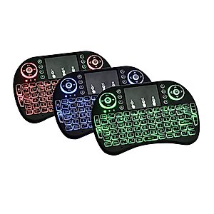 3 Pack Wireless Mini Keyboard and touchpad Mouse 2.4GHz Backlit Universal Remote Controller for Gaming Rechargeable Li-ion Battery for Google Android TV Xbox, PS3, PC, Windows Roku iptv Gaming
