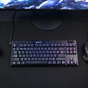 Redragon K622 Horus TKL RGB Mechanical Keyboard, Ultra-Thin Designed Wired Gaming Keyboard w/Low Profile Keycaps, Dedicated Media Control & Clicky Blue Switch, Pro Software Supported