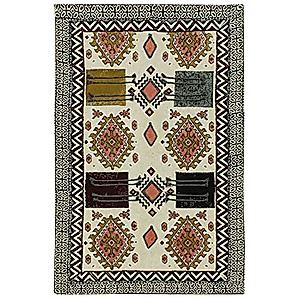 Casavani Beige, Black Tribal Cotton Hand Made Rug, Home Decorative Bohemian Kilim Rug Hand Woven Rag Rug Entryway for Living Room Laundry Room Dormat Bed Room Bathroom 4x10 Feet Runner