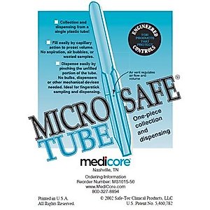 Medicore Medical Supply 1015-50 MicroSafe Capillary Tube, Pack of 50