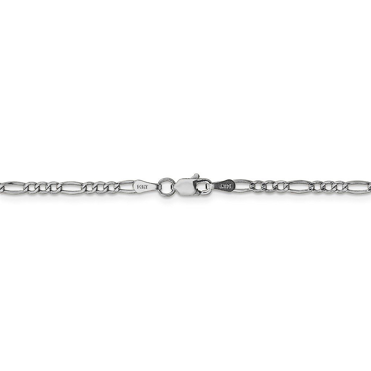 Sonia Jewels 14k White Gold Figaro Chain Necklace - with Secure Lobster Lock Clasp 20" (Width = 2mm)