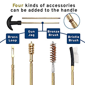 MaximalPower Mini Gun Cleaning Kit for .40 .45 .22 .38 9mm Caliber - Bore Brush and Brass Jags Adapter for Rifle Pistol - Includes Portable Travel Case - 16 Piece Set