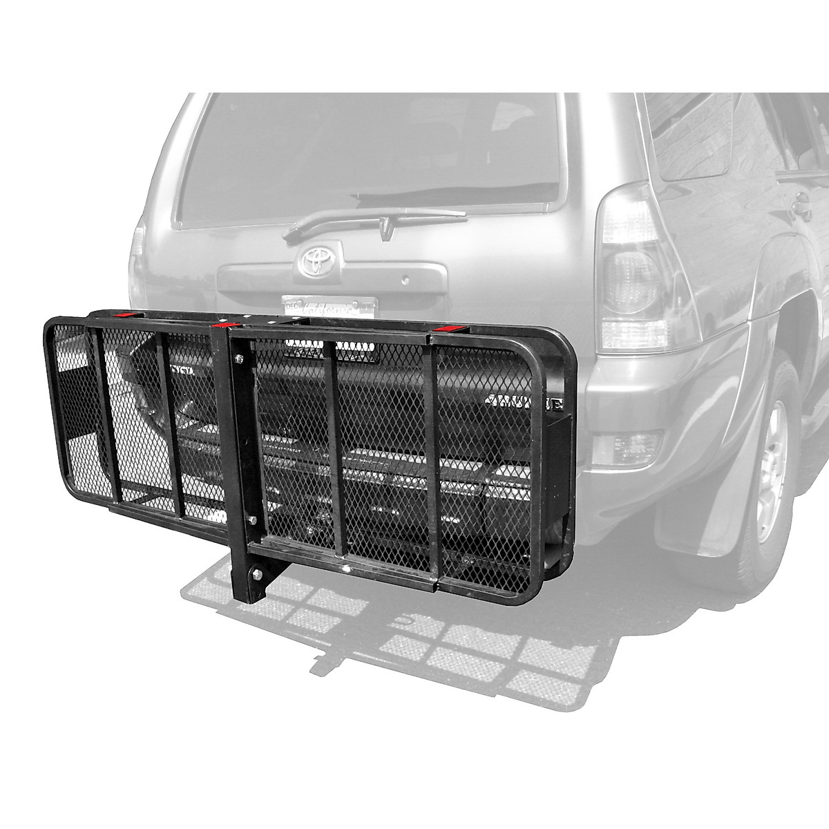MaxxHaul 70103 500 lb. Capacity Steel Hitch Mount Folding Cargo Carrier Mesh Basket Fits 2 inch Hitch Receiver 60 x 21 x 6.5 in For Car SUV Pickup Truck Van Camping Traveling
