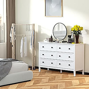 CARPETNAL White Dresser, Modern Dresser for Bedroom, 6 Drawer Double Dresser with Metal Handles, Dresser for Hallway, Entryway