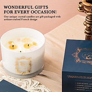 Healing Crystal Candles, Chakra Candles, 12oz Non Toxic Candles for Home, Spiritual Astrology Gifts for Women Mom. Organic Self Love Manifestation Candle with Natural Soy and Essential Oil