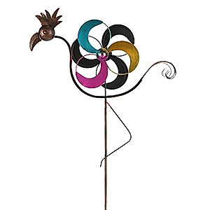 Jemeni Metal Bird Windspinner Yard Outdoor Garden Stake Decoration Art, 52" H