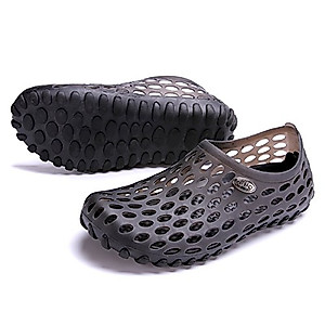 clapzovr Mens Sandals Shower Water Shoes Beach Swim Pool River Shoes Comfort Garden Clogs Black 10 D(M) US