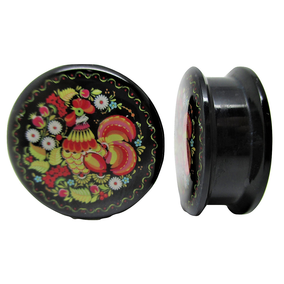 Pierced Republic Rooster Ear Plugs - Acrylic Screw-On - 10 Sizes - Pair (11/16" (18mm))