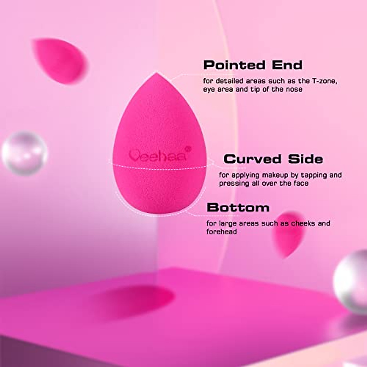 Veehaa 2PCS Makeup Sponge Set, Latex Free Makeup Blender for foundation, Makeup Sponges egg shaped, Makeup Sponges for all areas