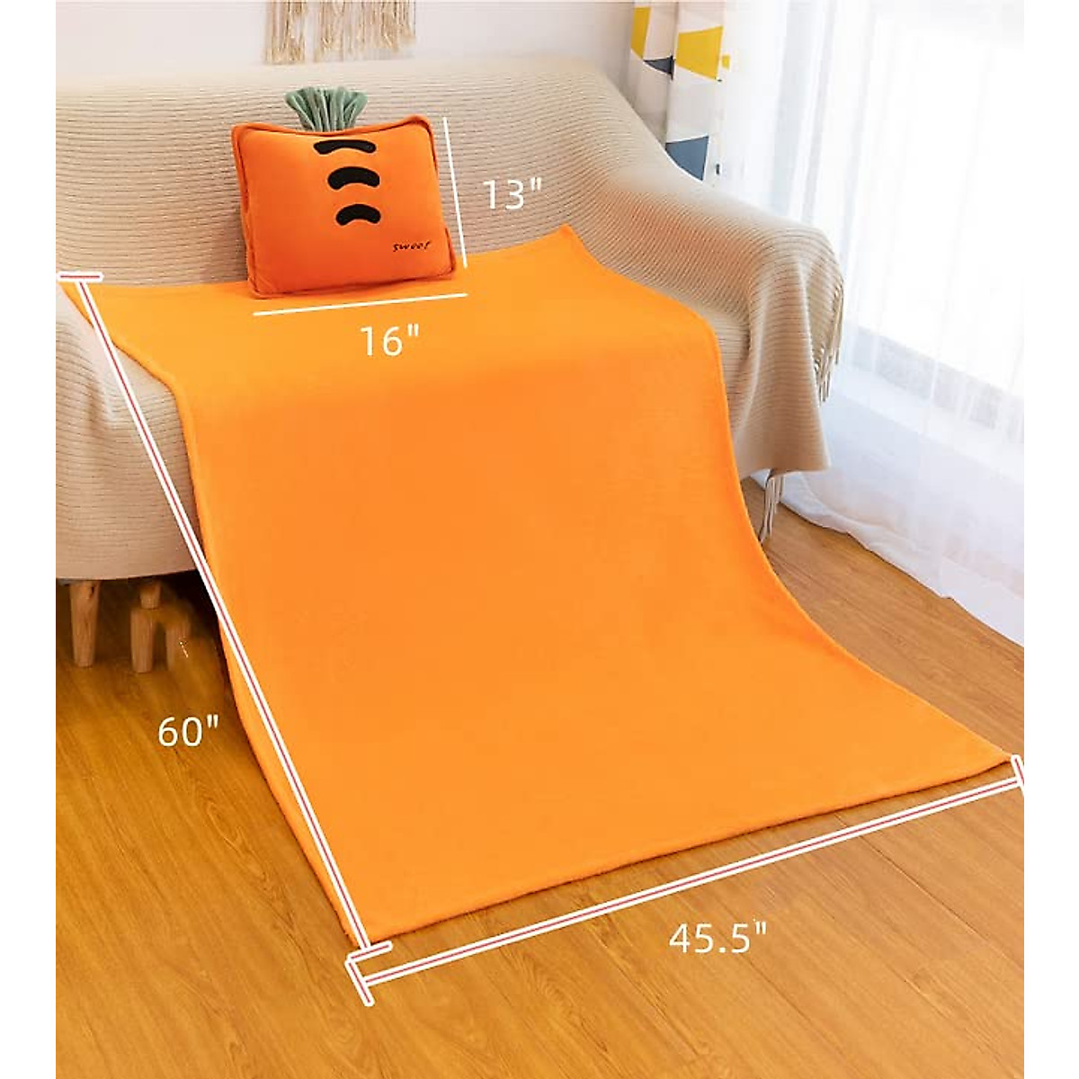 Rikyo 15" Stuffed Fruit Travel Blanket and Pillow Set,3 in 1 Plush Stuffed Hugging Pillow with Warming Hands Pillow Blanket for Kids Gift Travel Airplane Train Bed Office Nap (Pink - Strawberry)