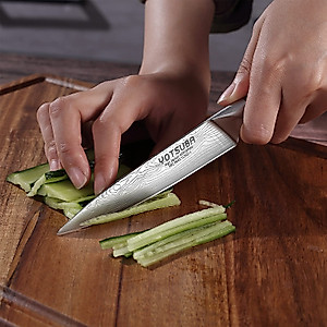 YOTSUBA Utility Knife,5" Petty Kitchen Knife, Forged High Carbon German Steel Full Tang & Razor Sharp Ergonomic Handle Design