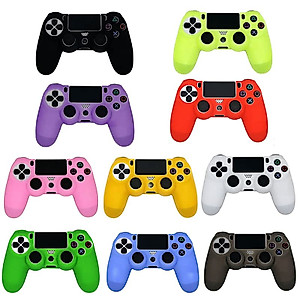 ZOMTOP Silicone PS4 Controller Case: A Second Skin for Your Gamepad - Soft, Anti-Slip, Shockproof - Original Color with Grips and Caps(Purple)