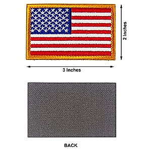 Tactical Patches of USA US American Flag, with Hook and Loop for Backpacks Caps Hats Jackets Pants, Military Army Uniform Emblems, Size 3x2 Inches, Pack of 2