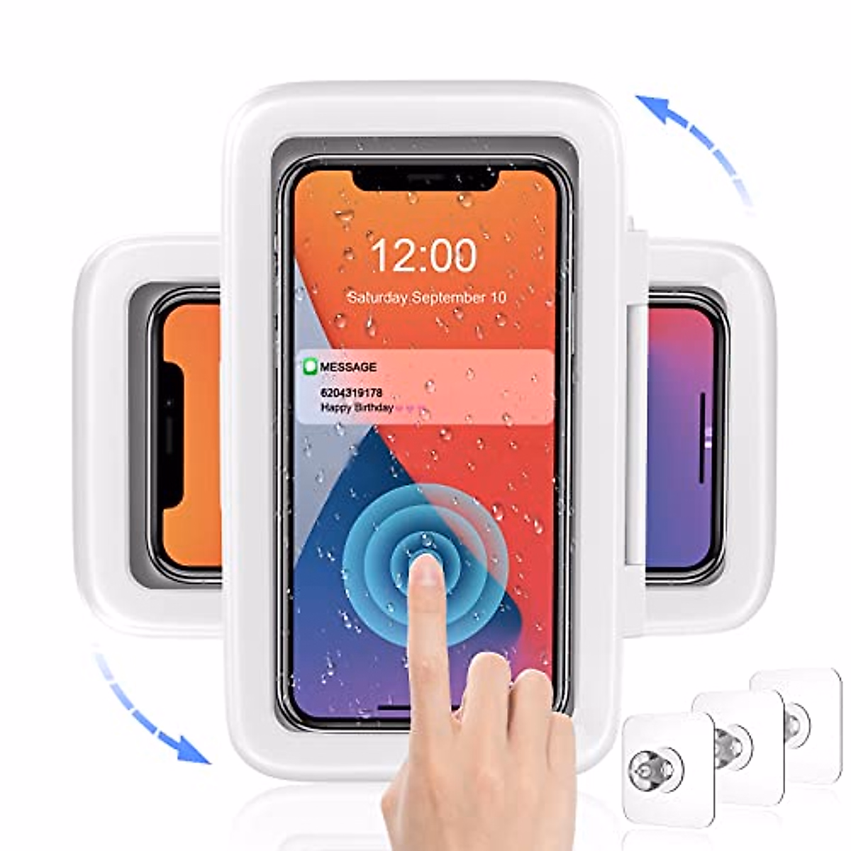 LC-dolida Shower Phone Holder Waterproof 480 Rotation Viewable Shower Phone Stand Case Mount for Bathroom Batheub Kitchen Wall Mirro with iPhone 14 13 12 11 Pro Max XS XR up to 6.8" Cell Phone